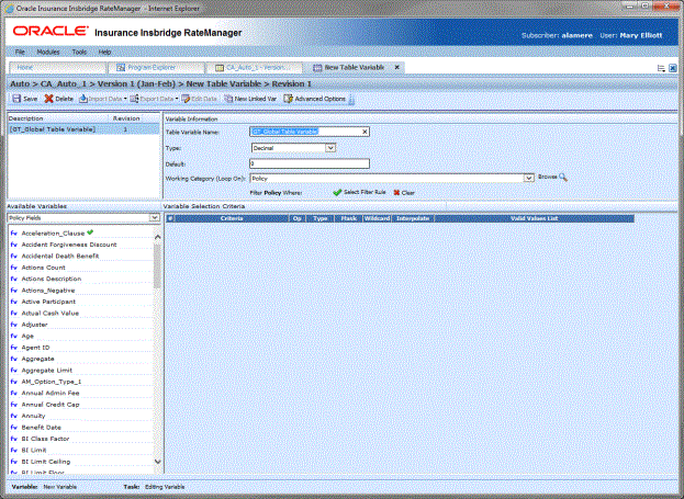 Creating A Table Variable